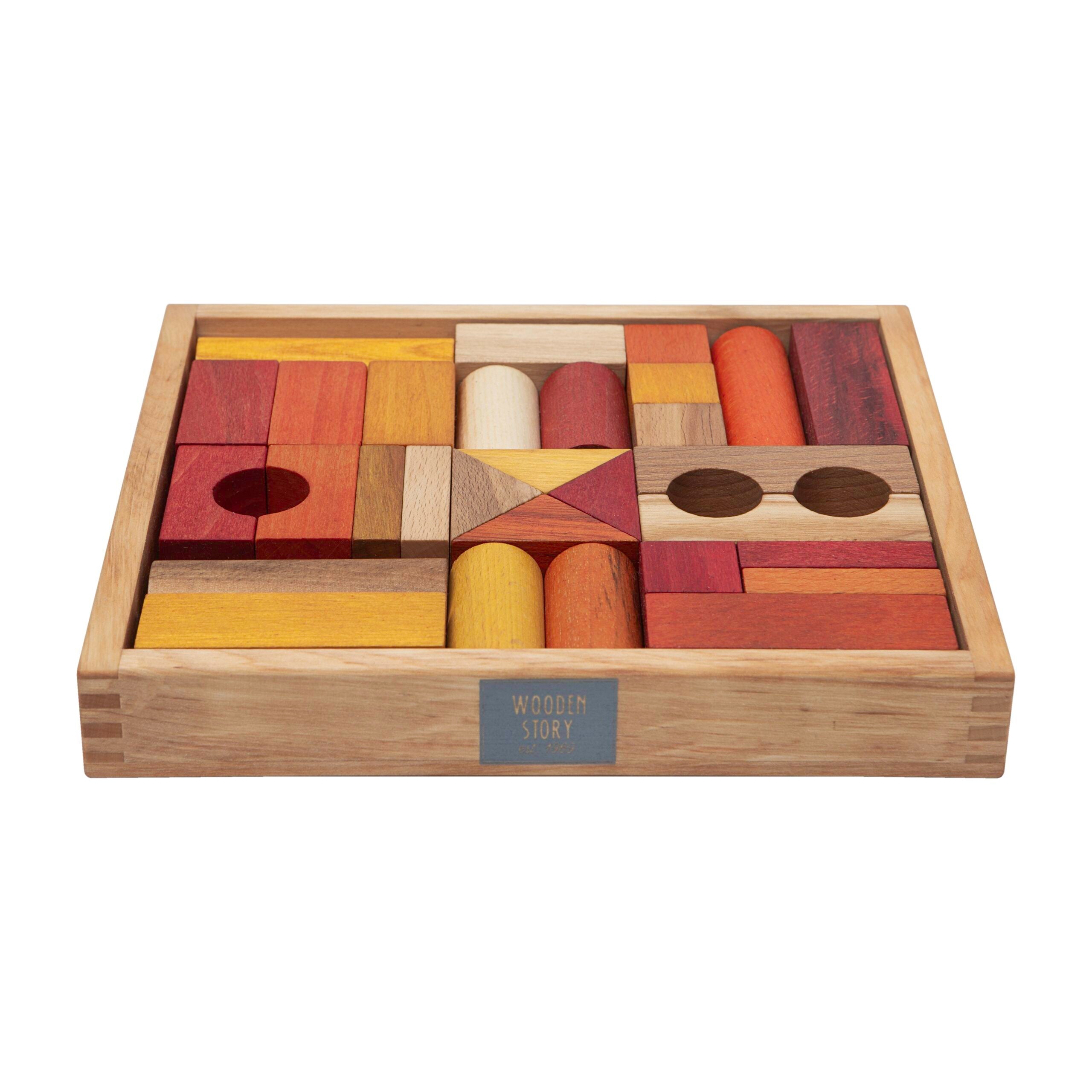 Wooden Story Warm Tone Blocks in Tray 30 pieces – The Early Years Treasury
